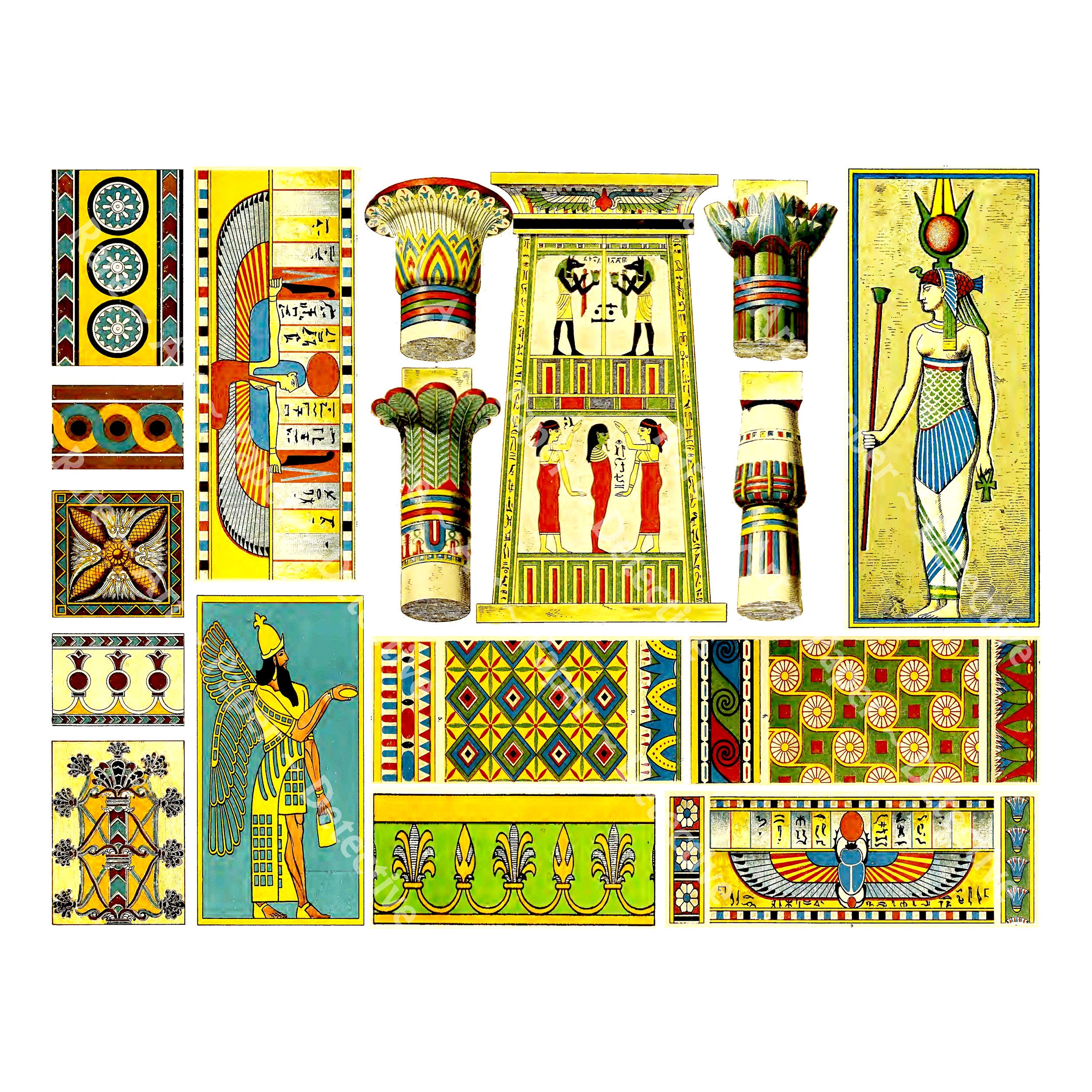 Egyptian Graphics & Designs, Sticker Sheet, Junk Journal and Clip Art ...