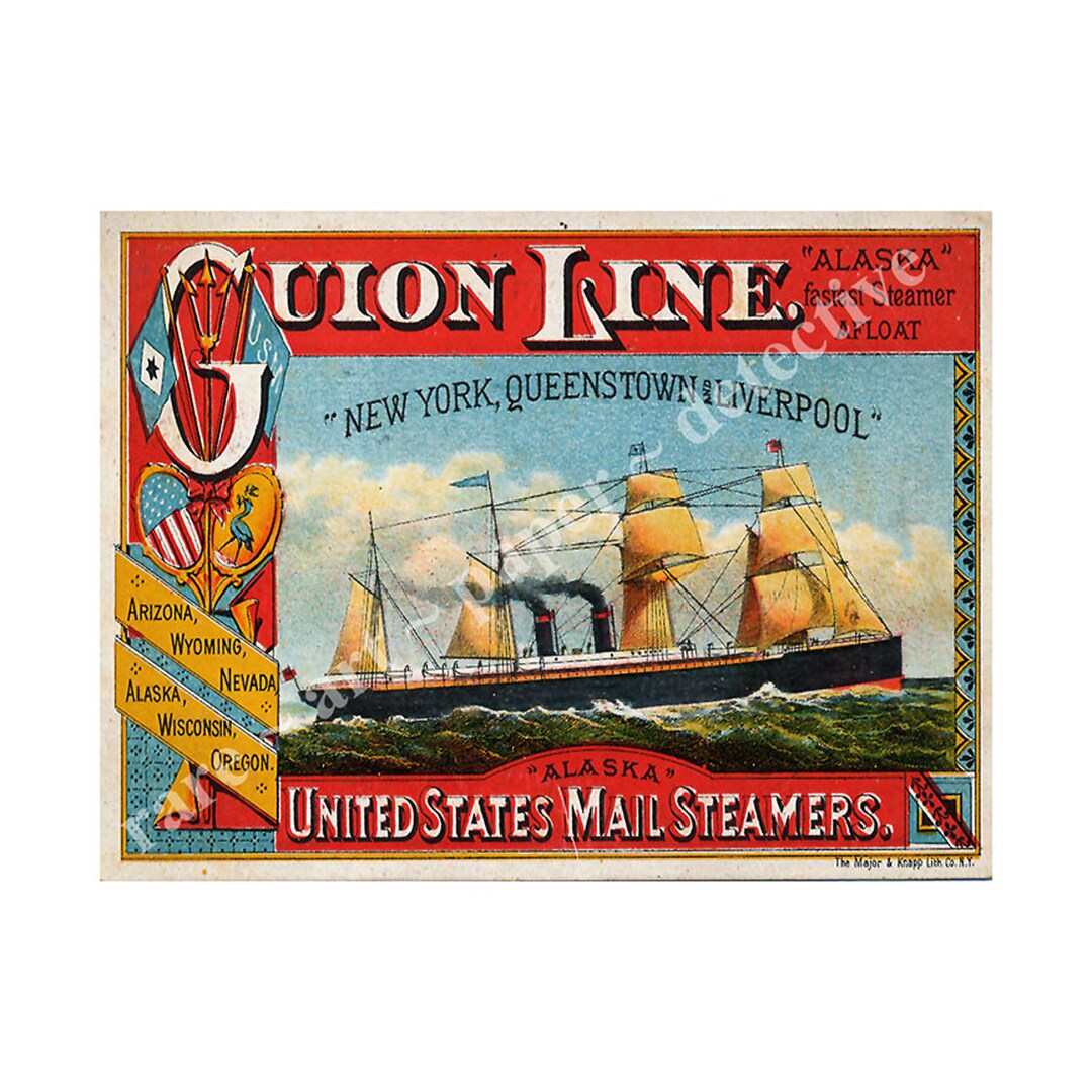 Steamship Poster, 5x 7 Print, Vintage Home Decor, Steamship Line ...