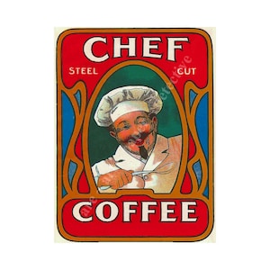 Coffee Can & Java Label Art Stickers, Kitchen Gift Set, 6 Big Colorful ...