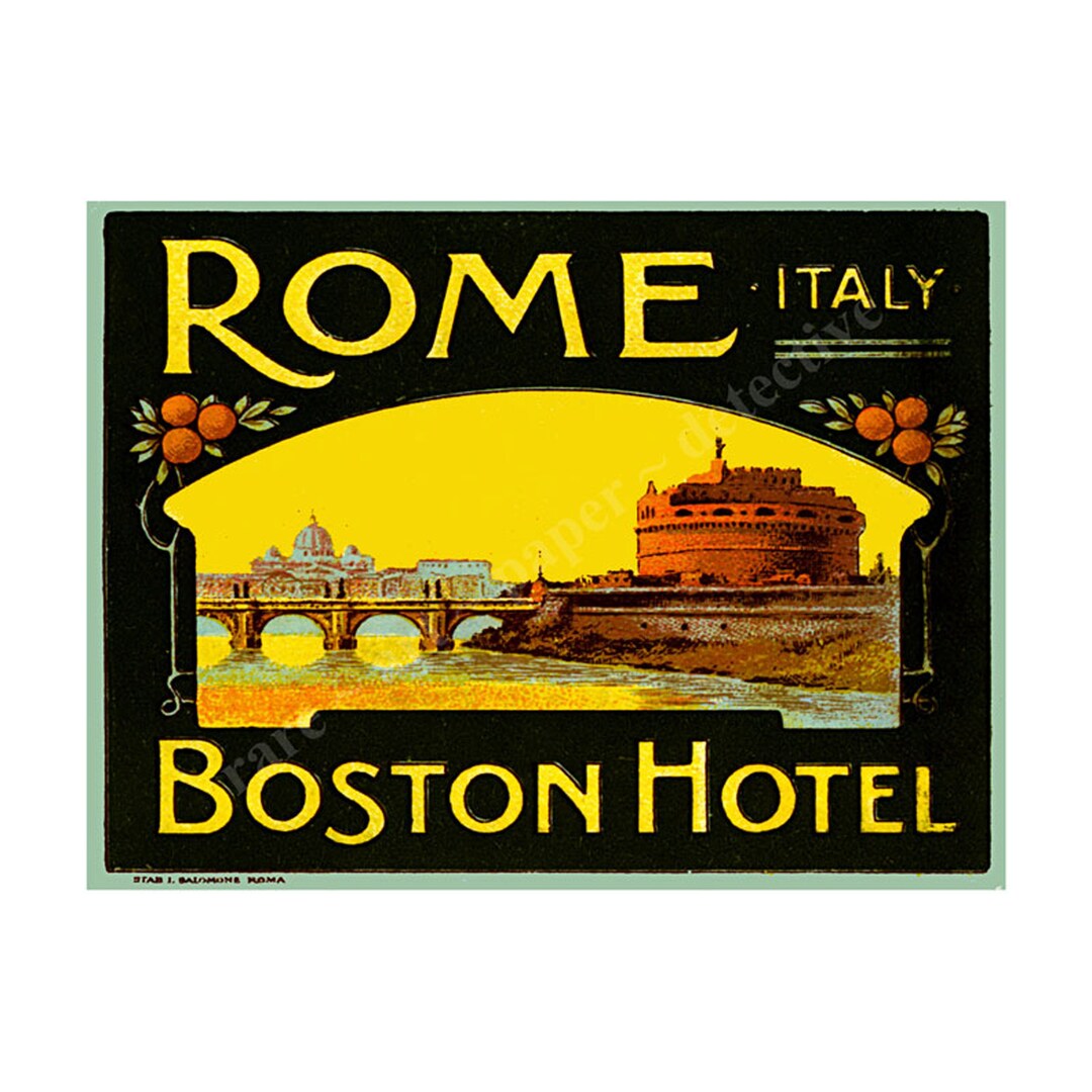 Rome Italy Hotel Travel Trunk Label Sticker Luggage Label, Suitcase ...