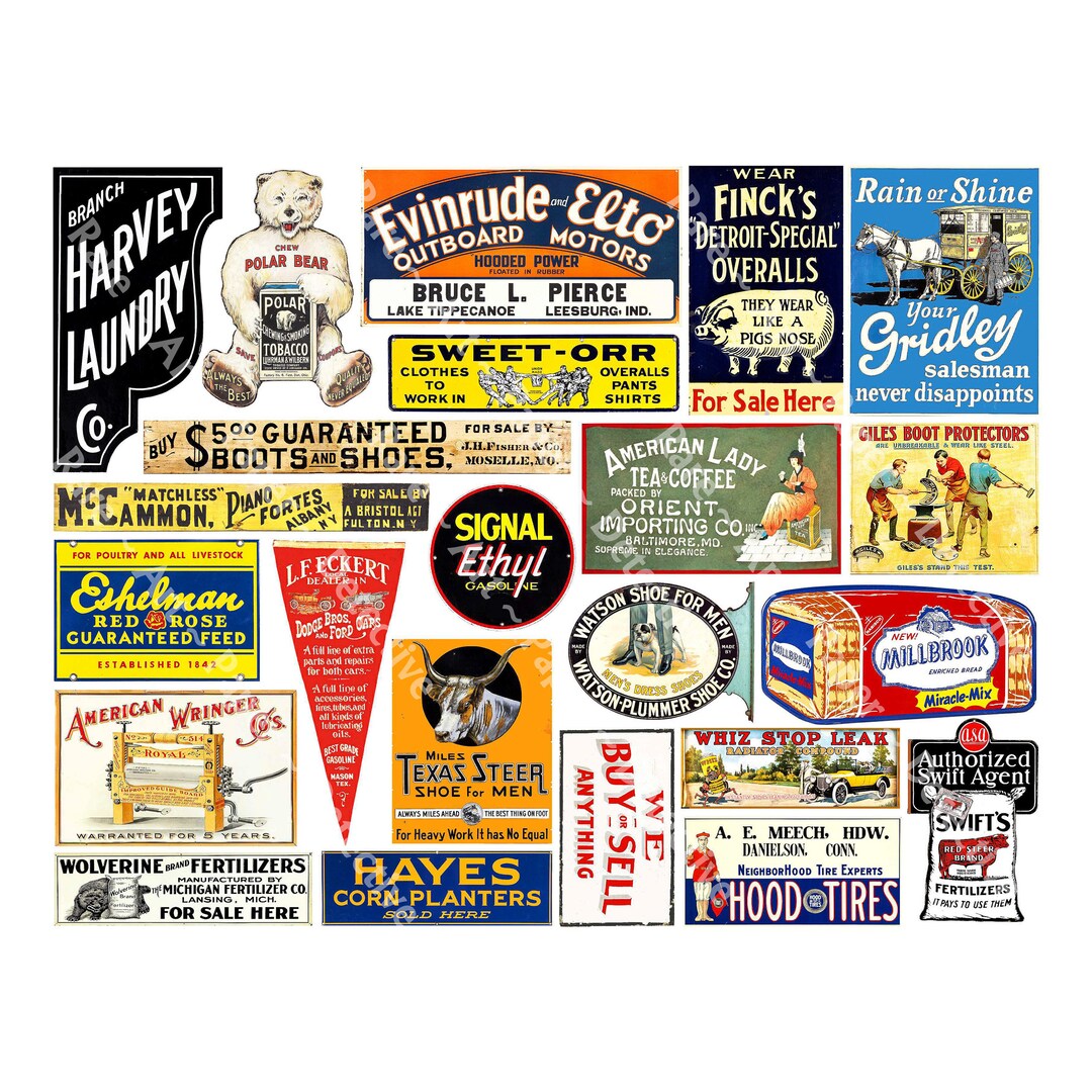 Advertising Sign Stickers, Miniature Diorama and Model Building Decals ...