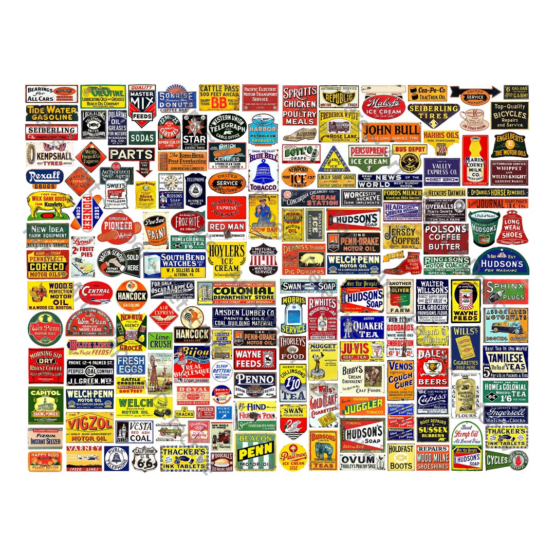 Model Railroad & Diorama Signs, CUT and PEEL Sticker Sheet, 190 Multi ...