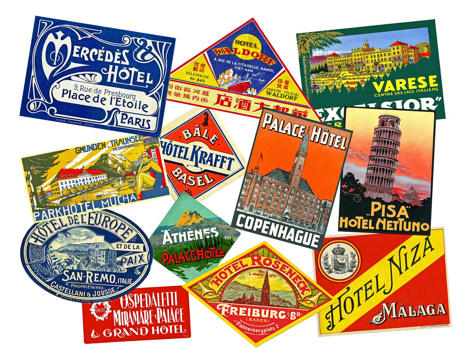 12 pcs. Travel Stickers Hotel Luggage Labels 1 Sheet | Etsy