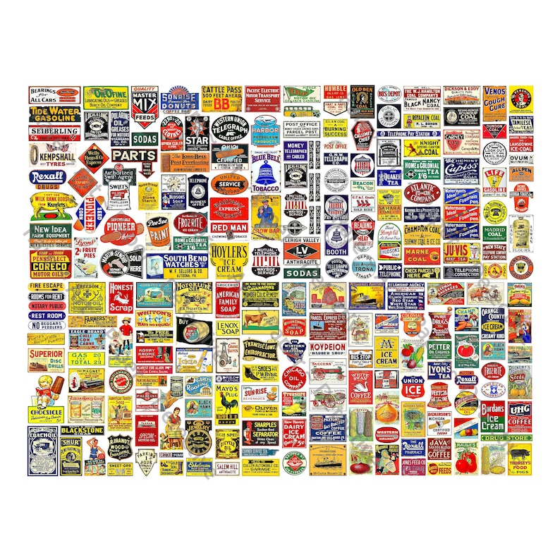 Model Railroad & Dollhouse Signs, Sticker Sheet, 240+ Multi Scale Hobby ...