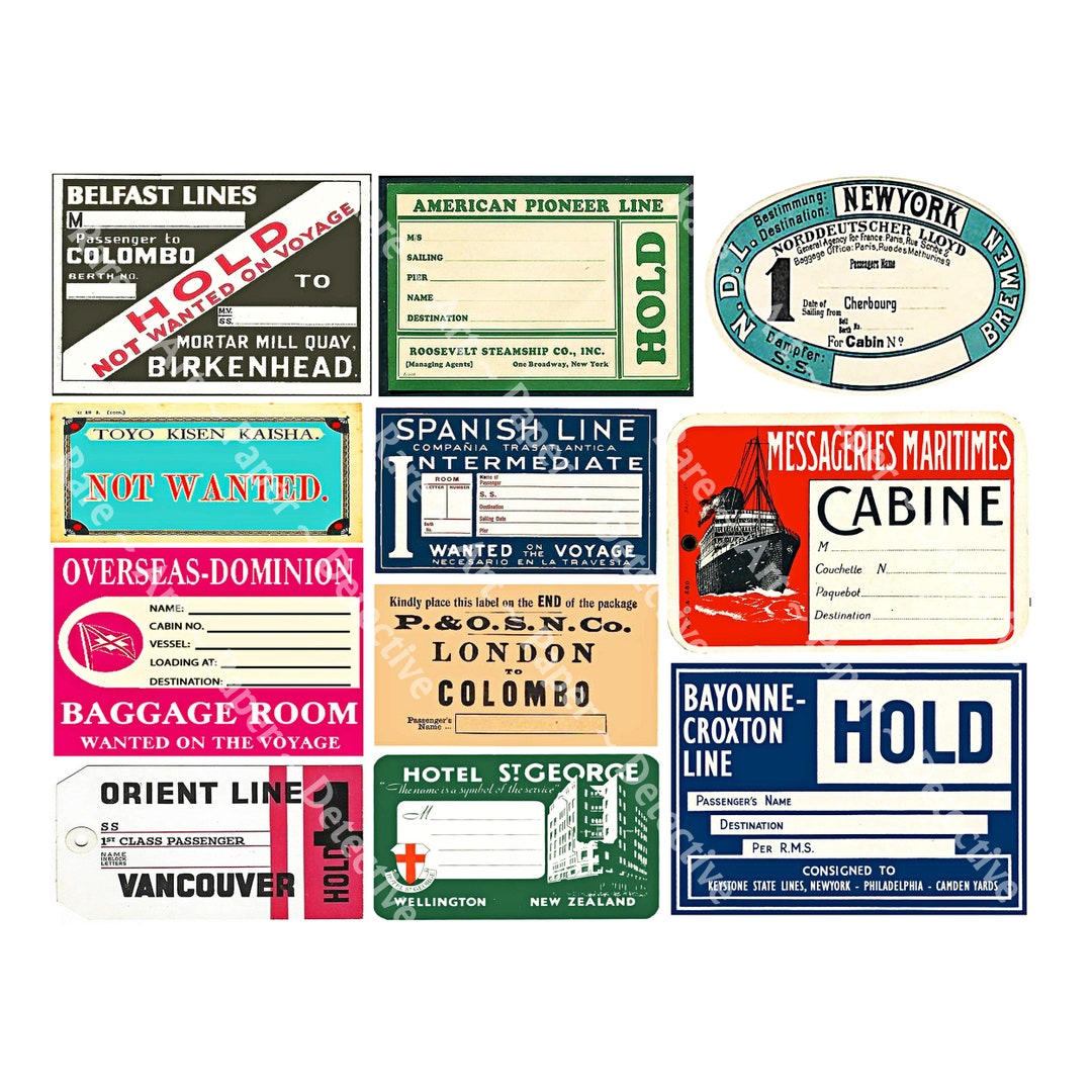 Steamship Travel Stickers, STICKER Sheet, Cruise Baggage Labels, Cabin ...