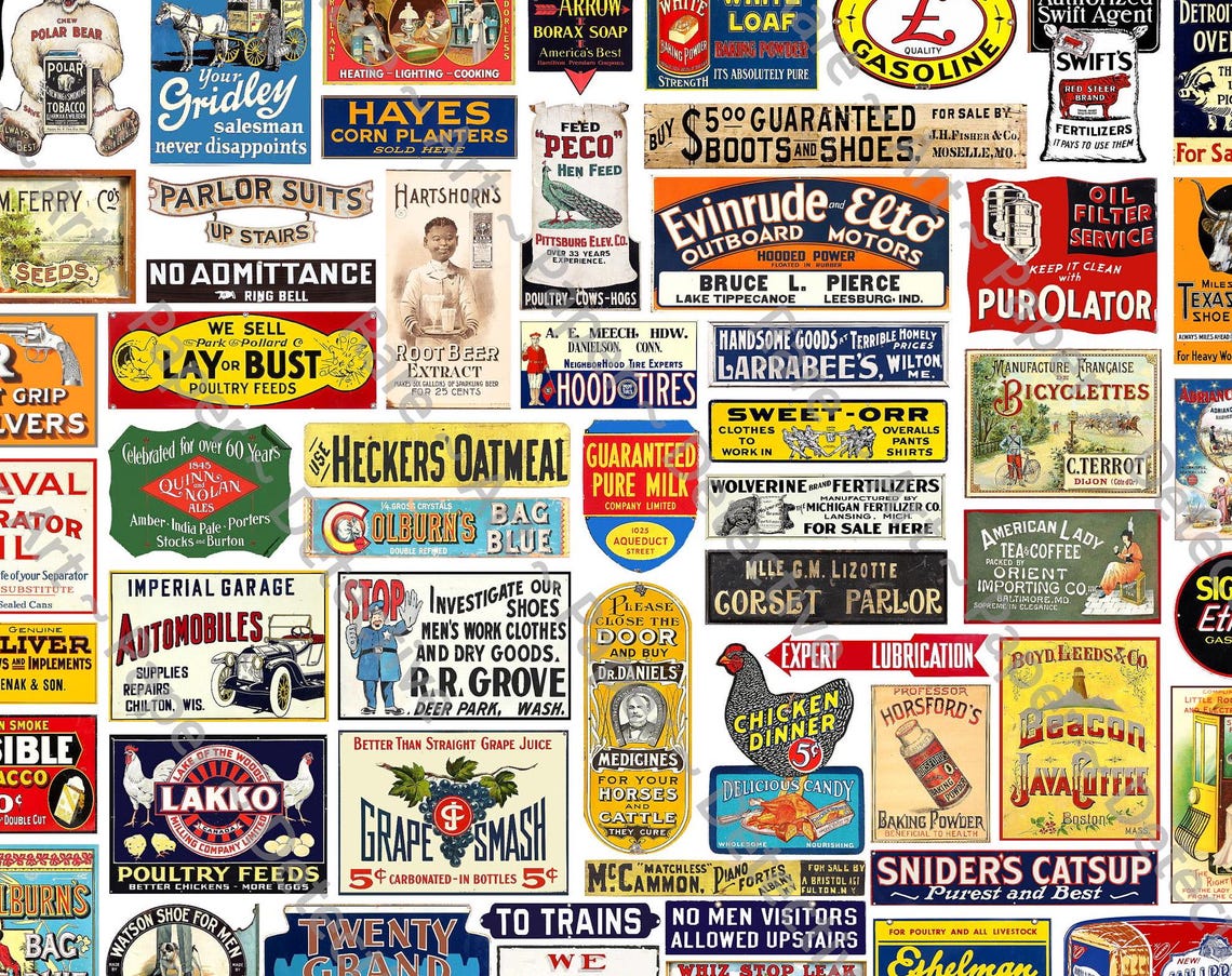 Model Railroad & Dollhouse Signs, Sticker Sheet, 55 Multi Scale Hobby ...