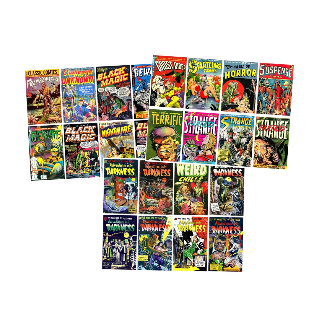 Vintage Horror Comic Book Cover Sticker Assortment on 3 DIY Craft ...