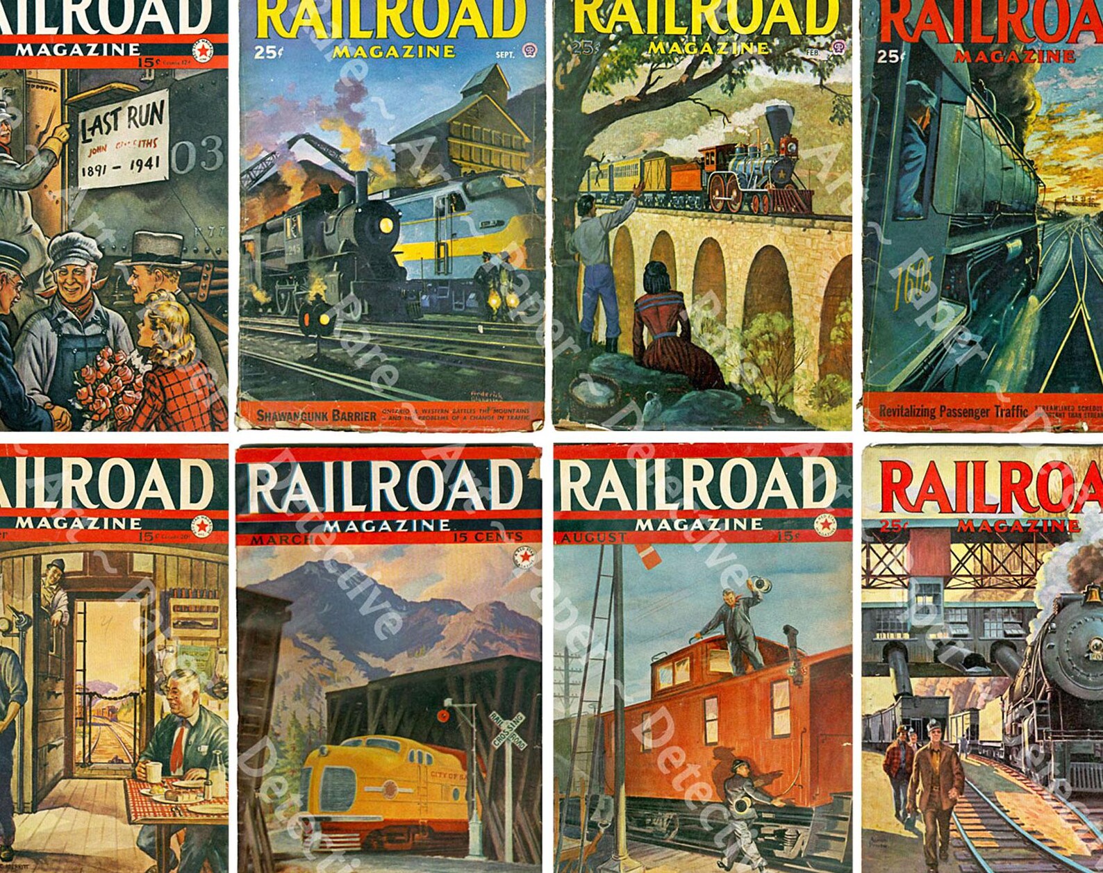 Railroad Magazine, STICKER Sheet, Art Paper, Train Clip Art, Old Train ...