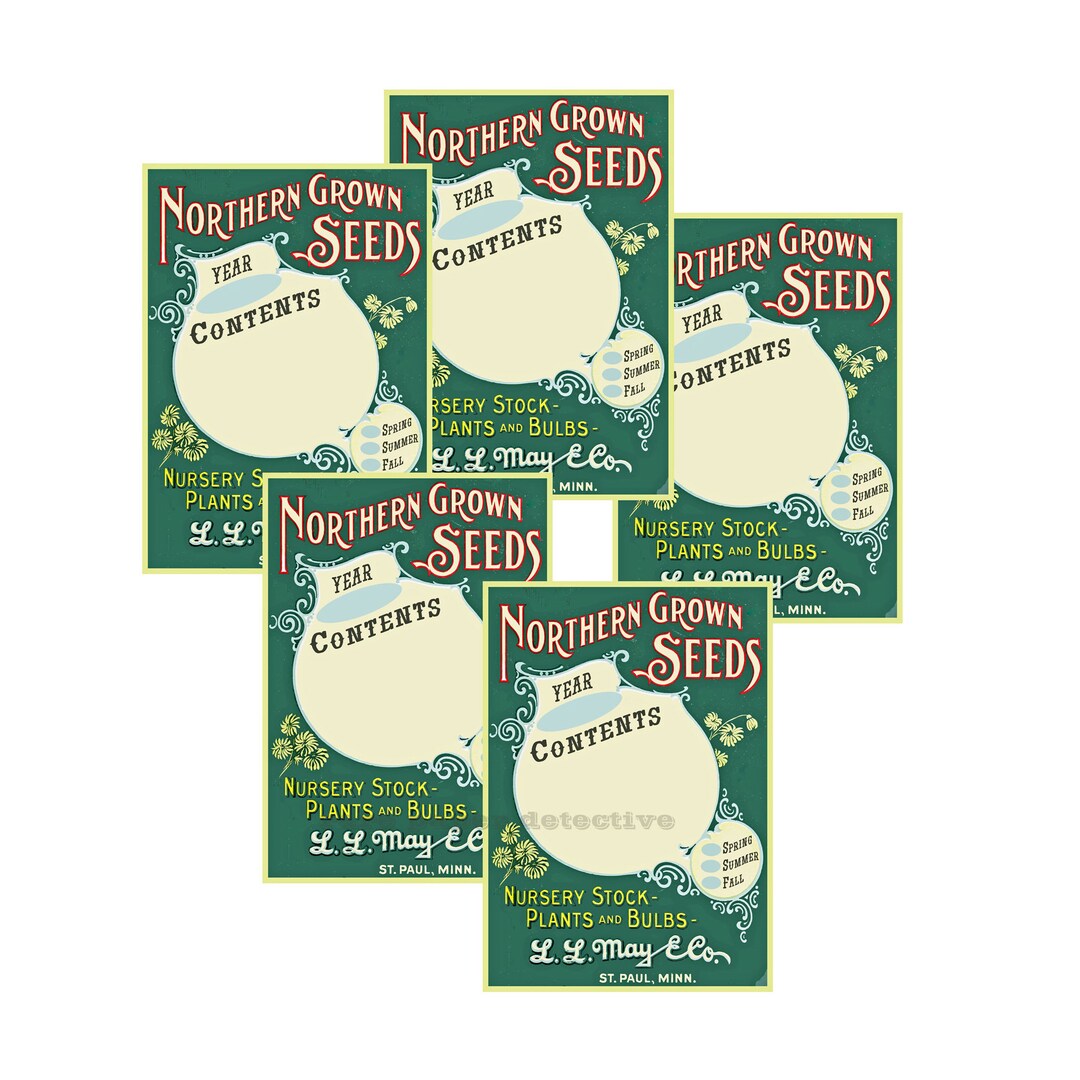 Seed Pack Stickers for Making Vintage Style Garden Seed Packets, 5-PACK ...
