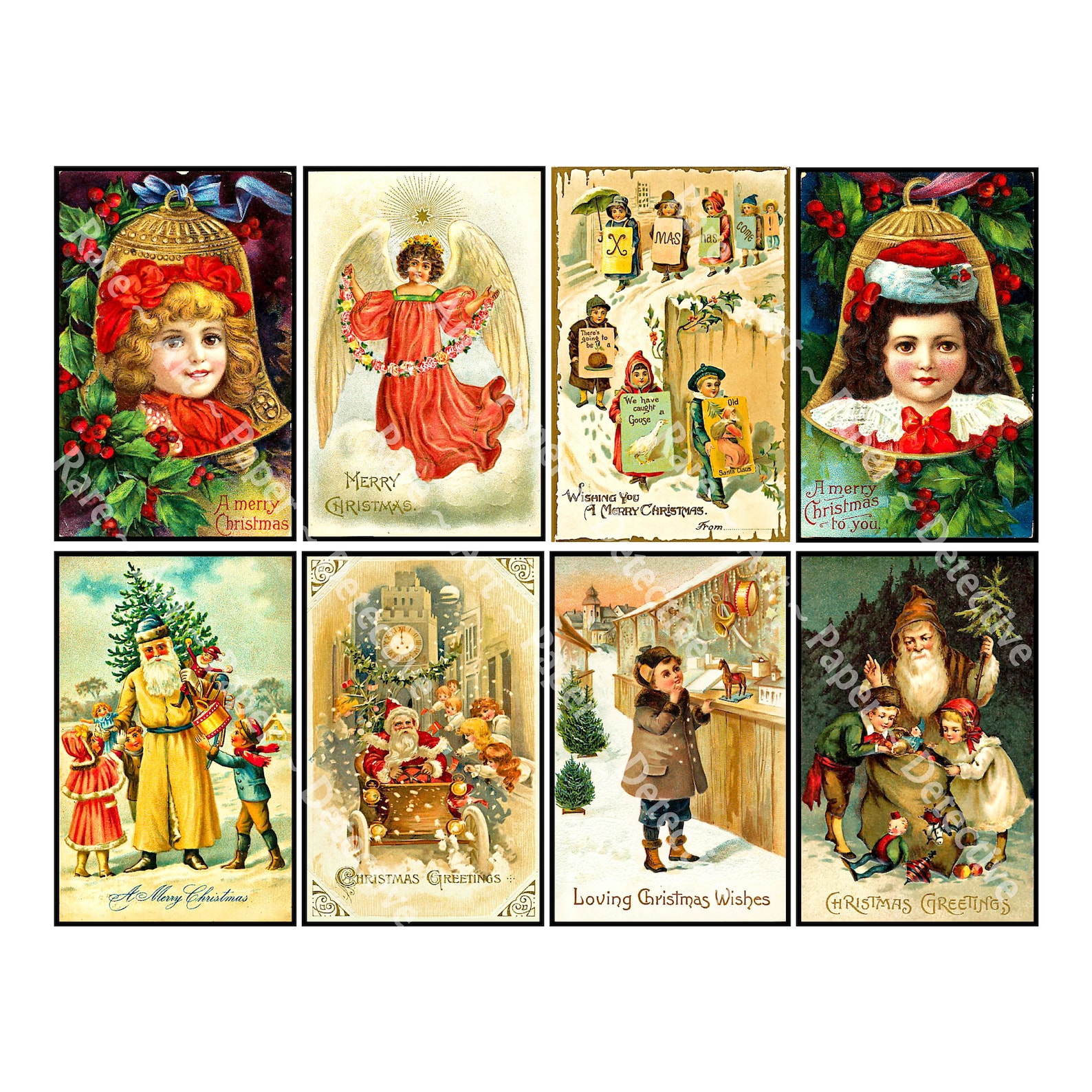 Victorian Christmas Stickers, 32 Vintage Postcard Inspired Holiday ...