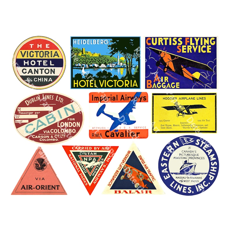 Luggage Label Stickers, Baggage Labels, Cut and Peel Sheet, Travel ...