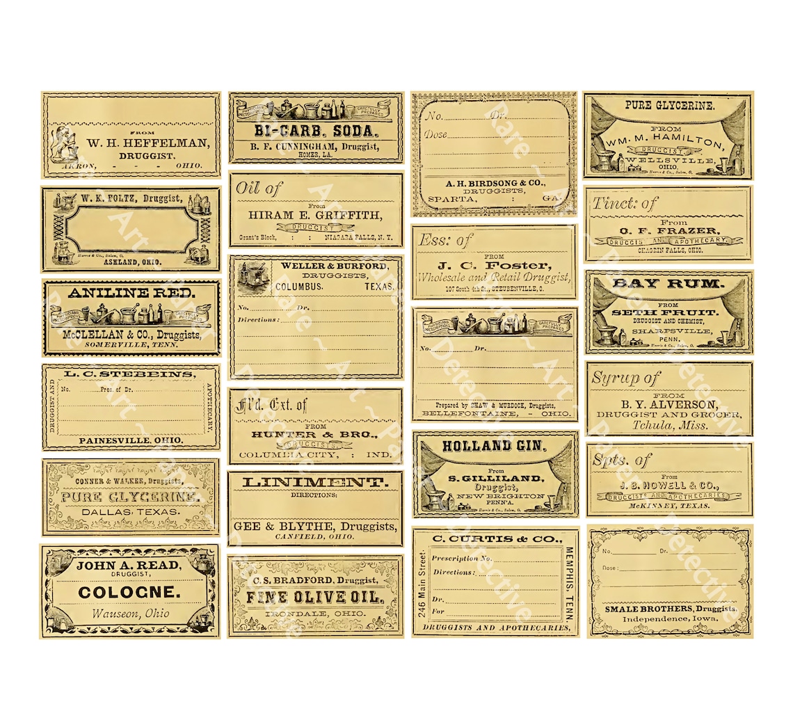 Apothecary Label Stickers: Vintage Medicine Cabinet Decor (76 Pcs) - Etsy