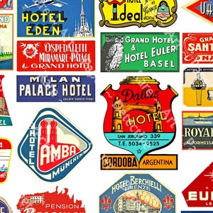 Travel Stickers Featuring 20 Hotel Luggage Labels, Each Sticker 2.5 ...