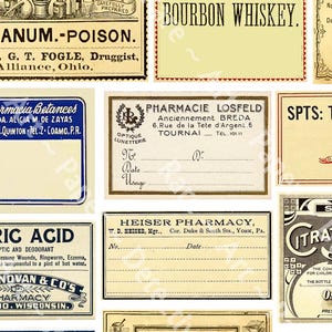 Vintage Apothecary Label Stickers: Medicine & Pharmacy Ephemera, 448 - Etsy