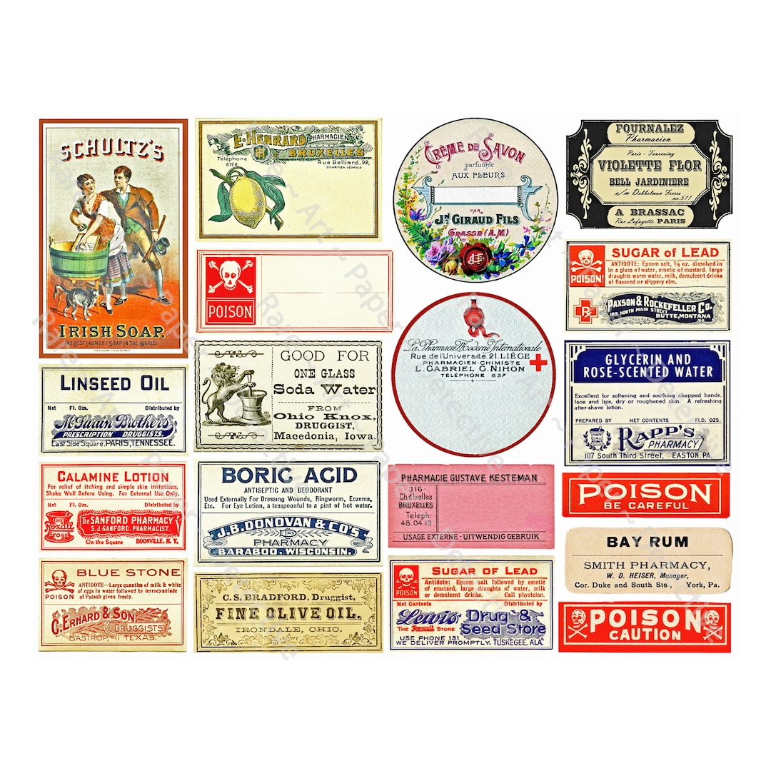 Medicine Bottle Labels Printed Sheet Pharmacy Art Paper - Etsy