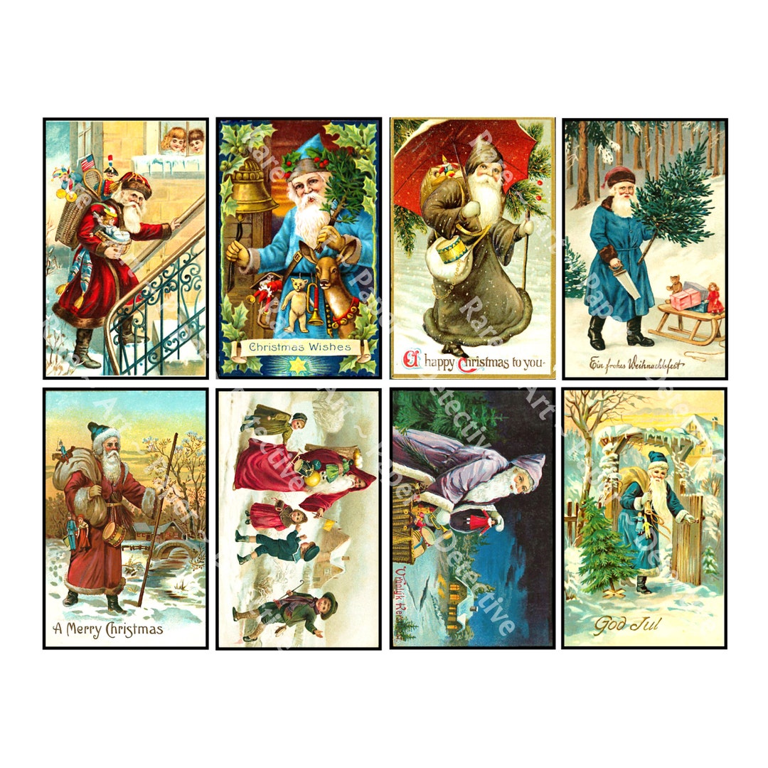 Victorian Christmas Stickers, Vintage Postcard Inspired Holiday Tags ...