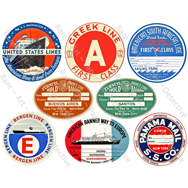 Luggage Stickers, 12 Hotel Travel Labels, 1 Sheet, Baggage Tags, Steam ...