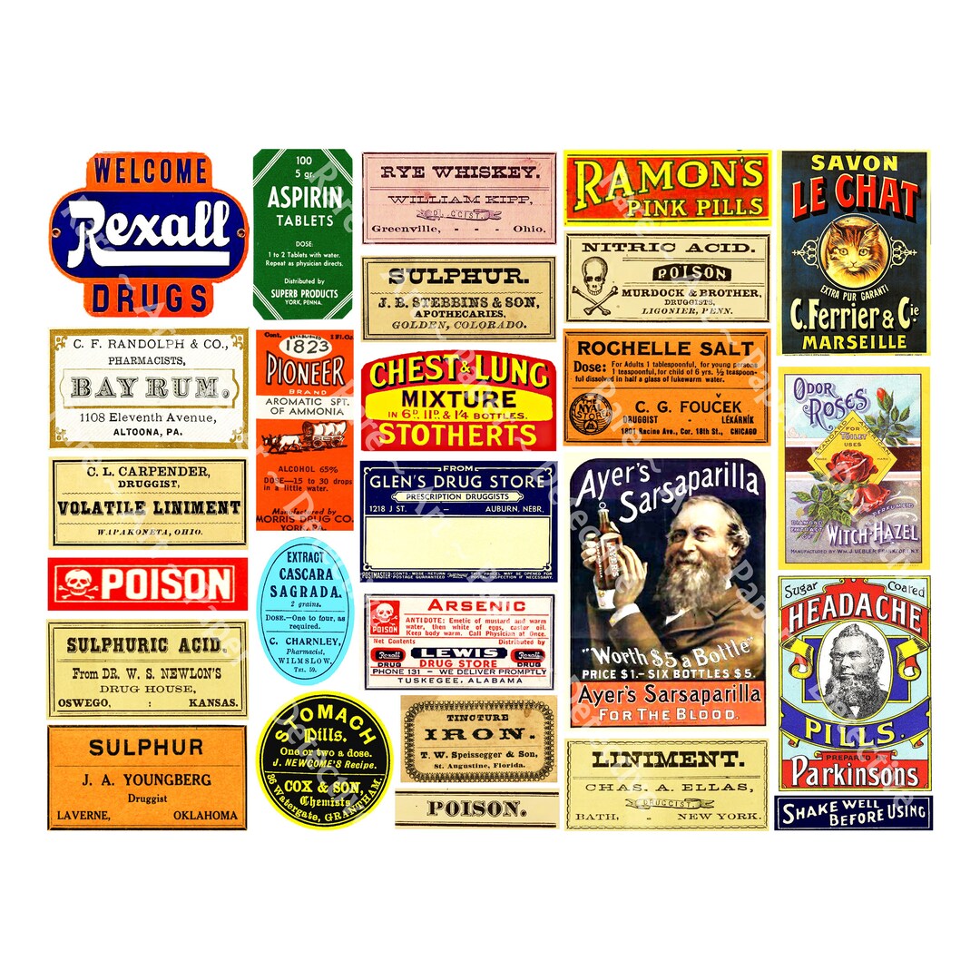 Apothecary Stickers & Medicine Cabinet Labels , Bathroom Décor ...