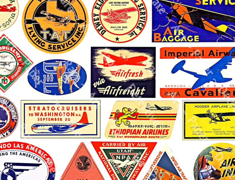 Airline Luggage Labels, Miniature Airplane Sticker Decals, Travel ...