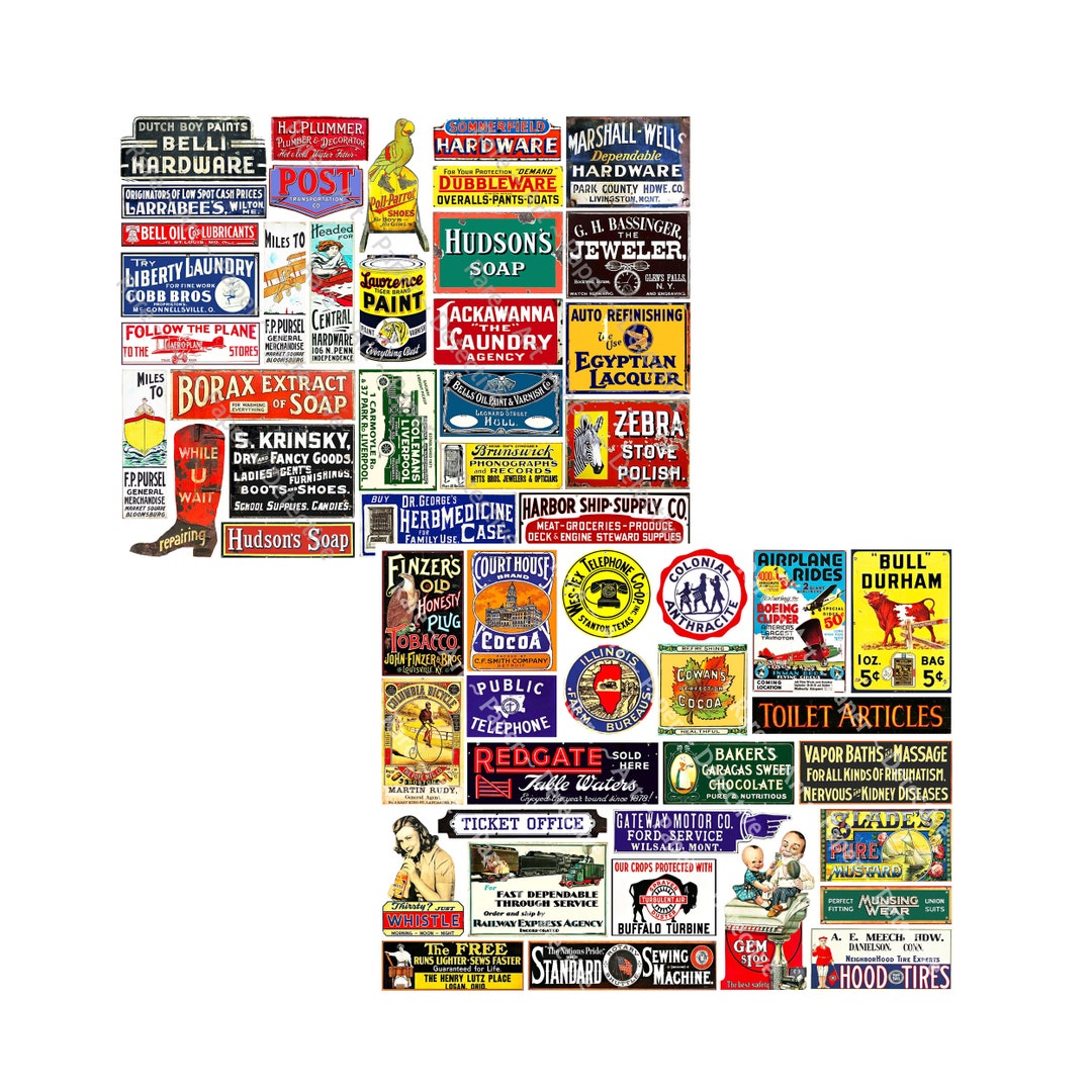 Diorama Advertising Signs, Dollhouse Miniature Advertising, Large Scale ...