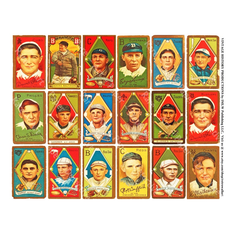 Baseball Card Tags, Antique Reproductions, Sticker Sheet, Vintage ...