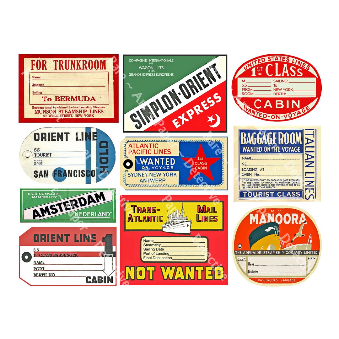 Steamship Travel Stickers, Sticker Sheet, Cruise Baggage Labels, Cabin ...