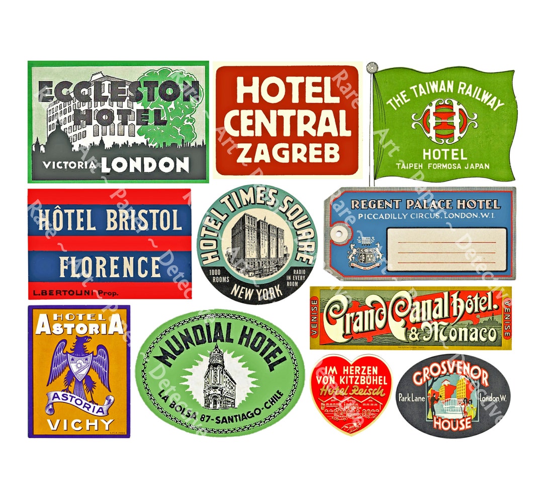 Travel Label Stickers Hotel Luggage Tags Printed Sheet - Etsy