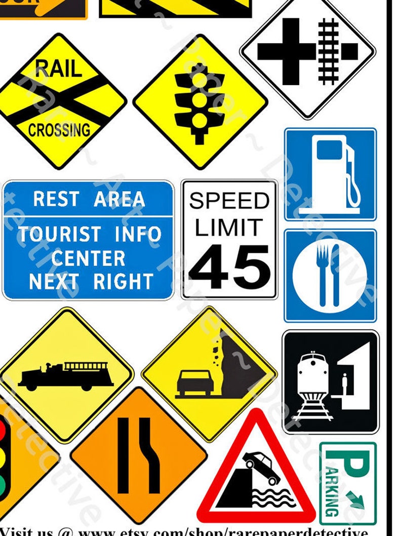 Travel Theme Scrapbook Stickers of Highway & Roadway Signs for - Etsy