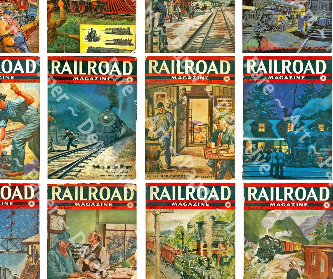 Railroad Illustration Tags for Your Train Room, Gift Seals & Tags or ...