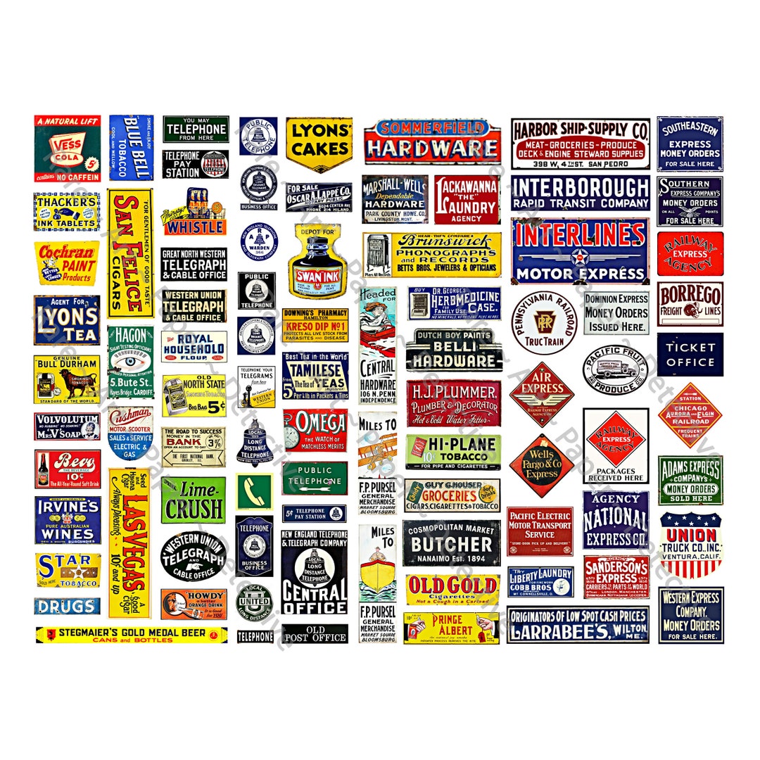 Model Railroad & Doll House Signs, Sticker Sheet, 86 Multi Scale Hobby ...