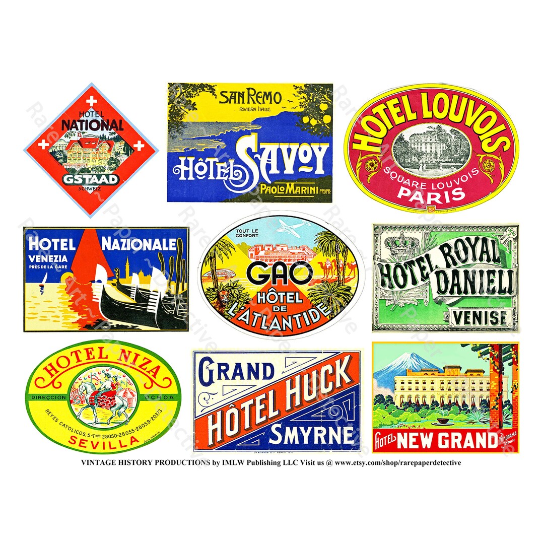 Travel Luggage Labels, Hotel Label Art Paper, Printed Sheet, Retro ...