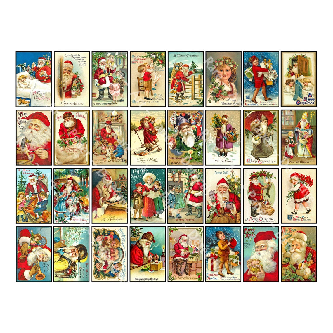 Santa Claus Stickers Christmas Envelope Seals Vintage - Etsy
