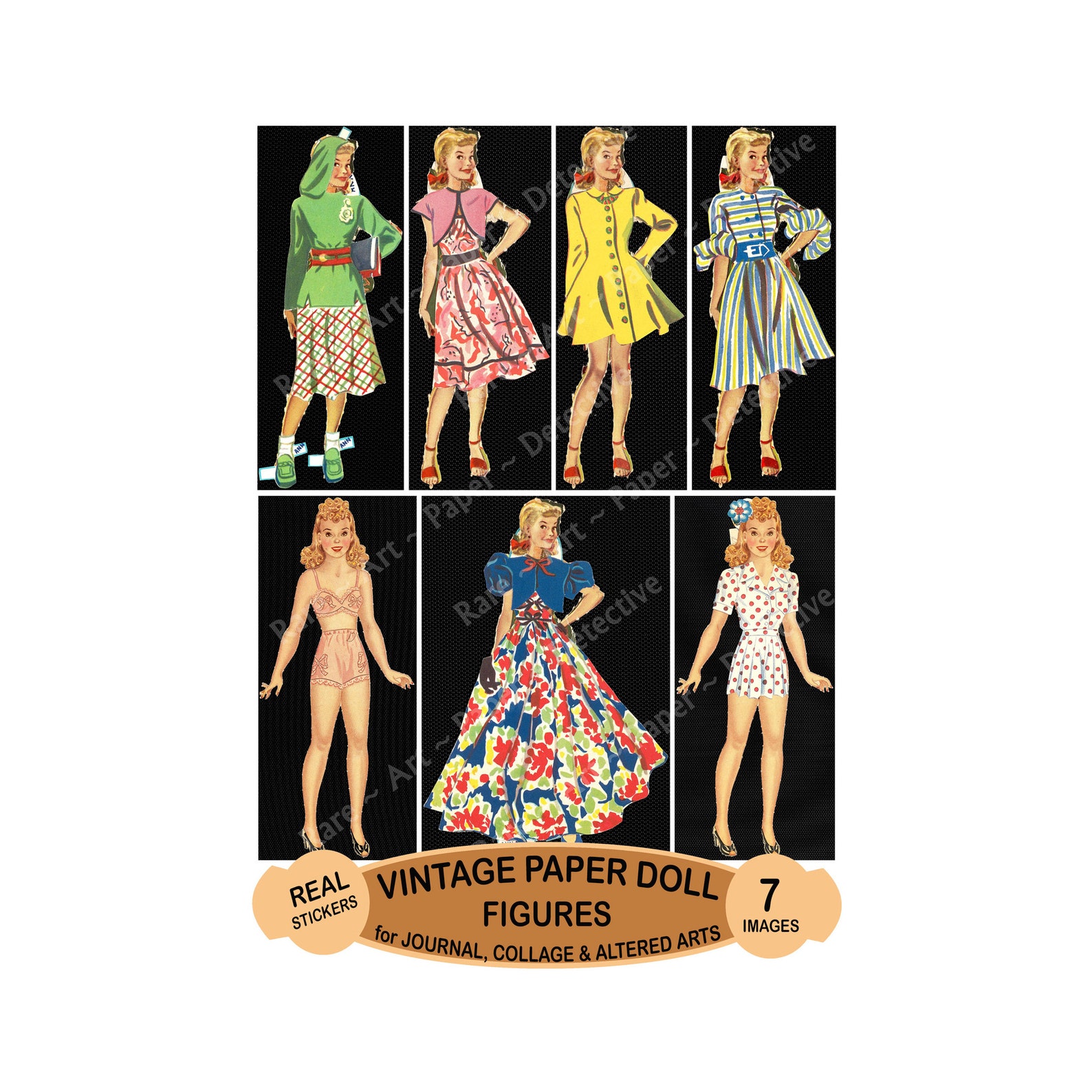 Paper Doll Figures, Ephemera Stickers for Journals and Scrapbooks ...