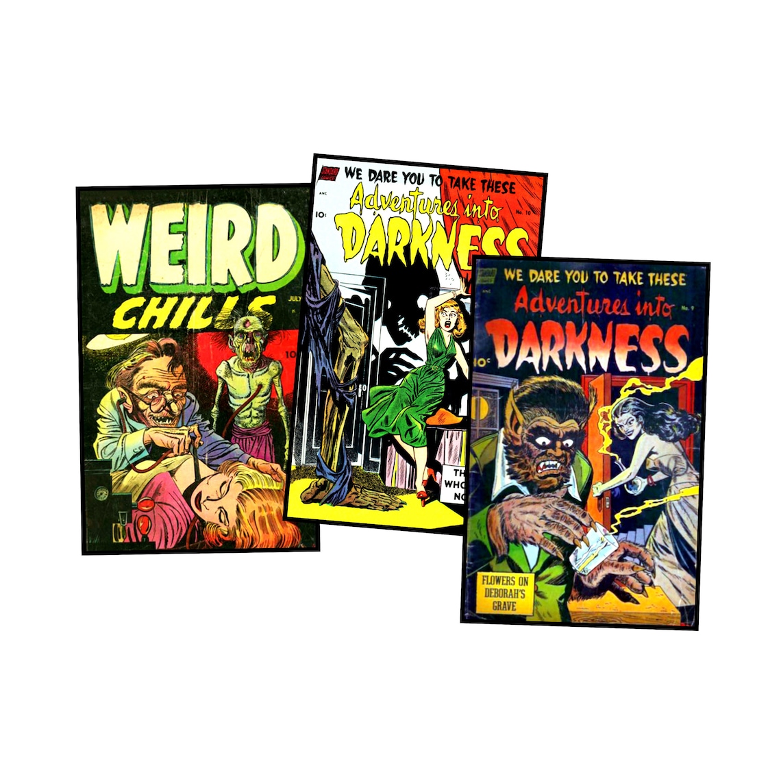 Horror Comic Book Postcard Sticker Illustrations Vintage Style Comics ...