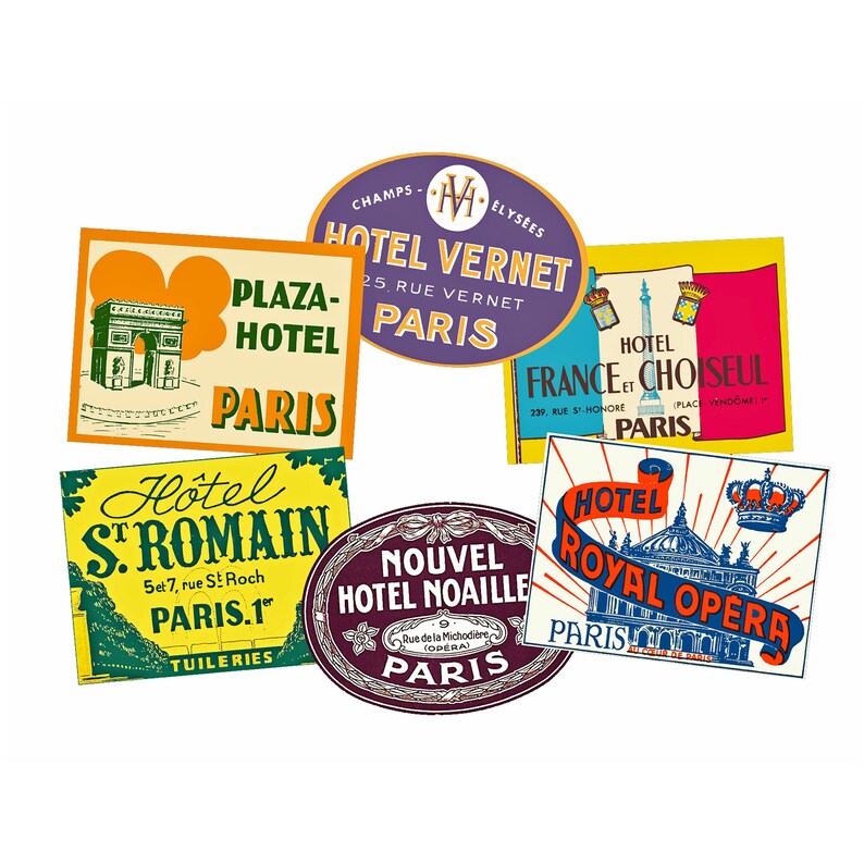 Paris France Travel Labels from the Golden Age of Travel | Etsy