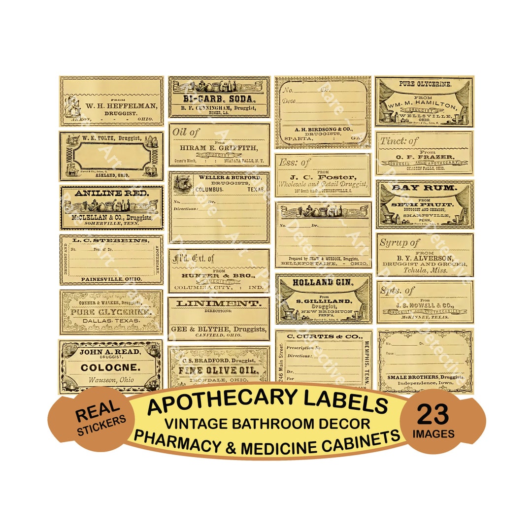 Apothecary Cabinet Stickers, Vintage Pharmacy Potion Jar Stickers ...