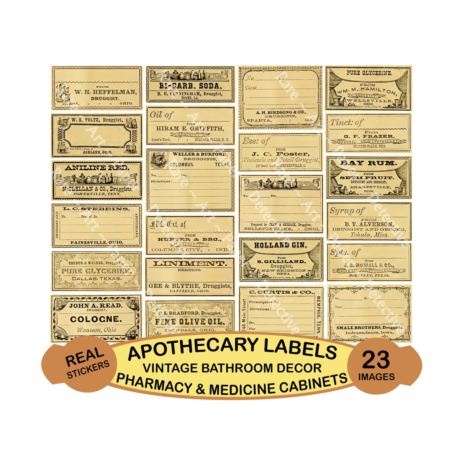 Apothecary Cabinet Stickers, Vintage Pharmacy Potion Jar Stickers ...