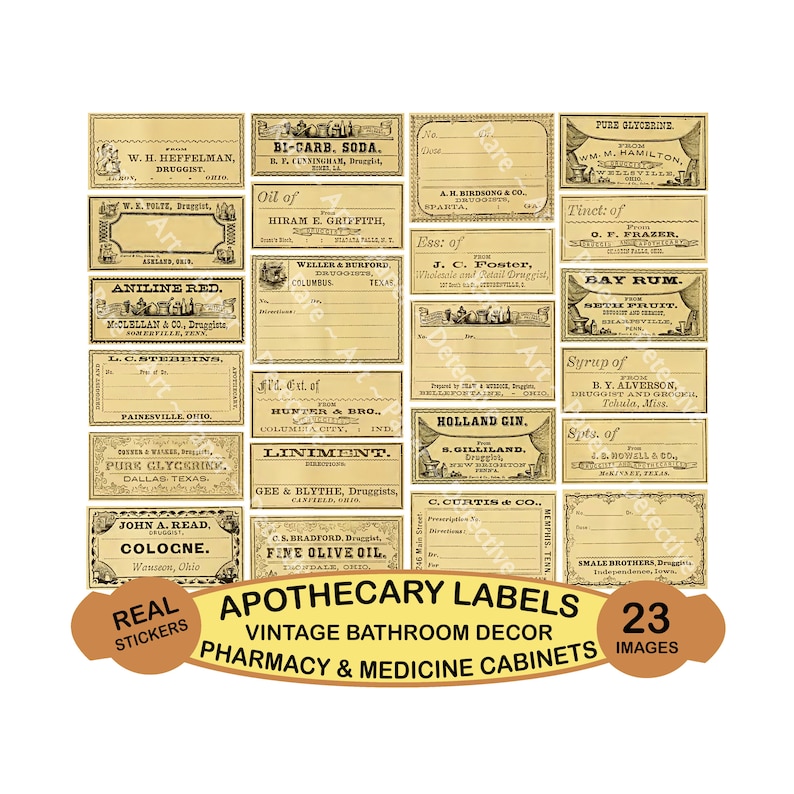 Apothecary Cabinet Stickers, Vintage Pharmacy Potion Jar Stickers ...
