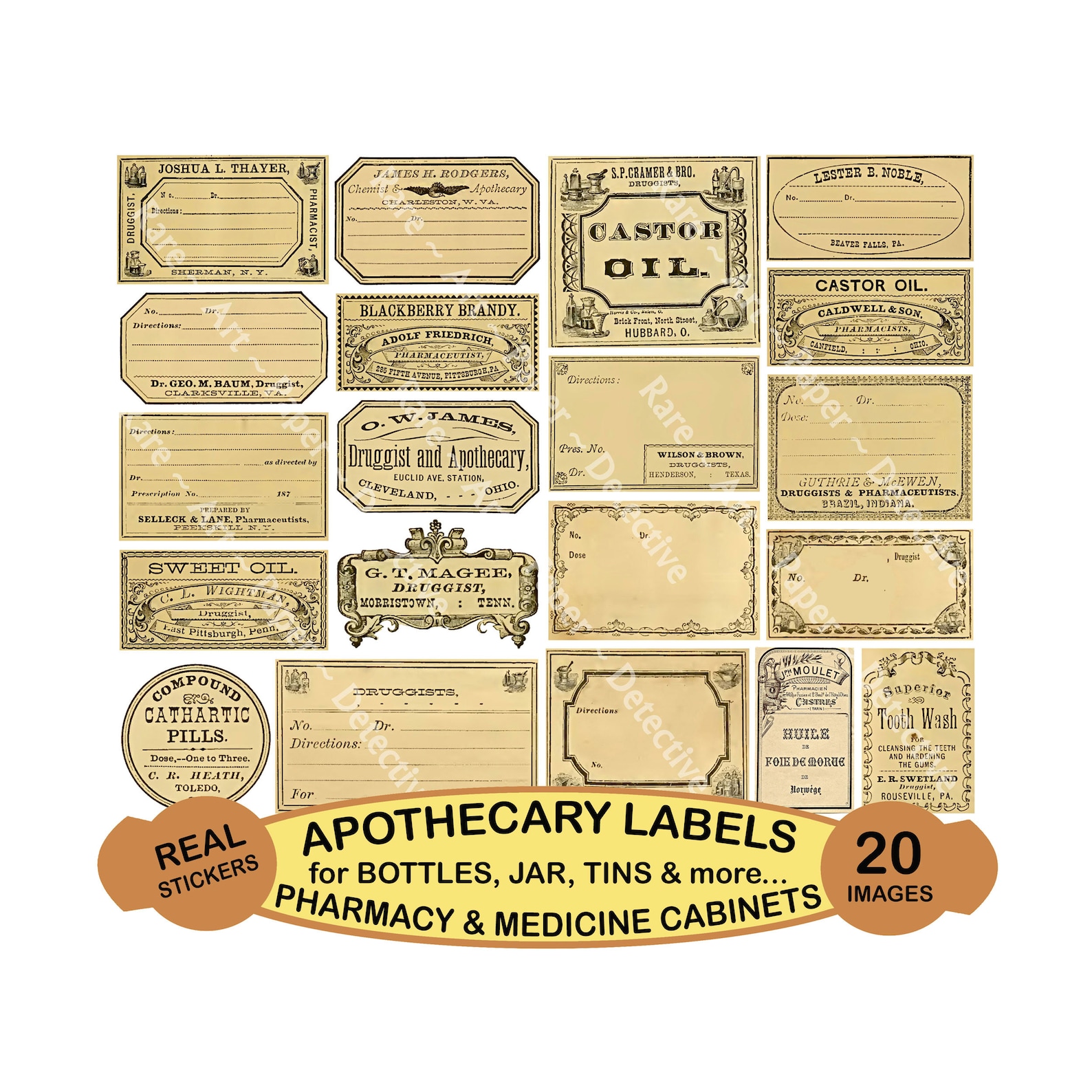 20 Apothecary Sticker Labels Vintage Pharmacy Potion Jar - Etsy
