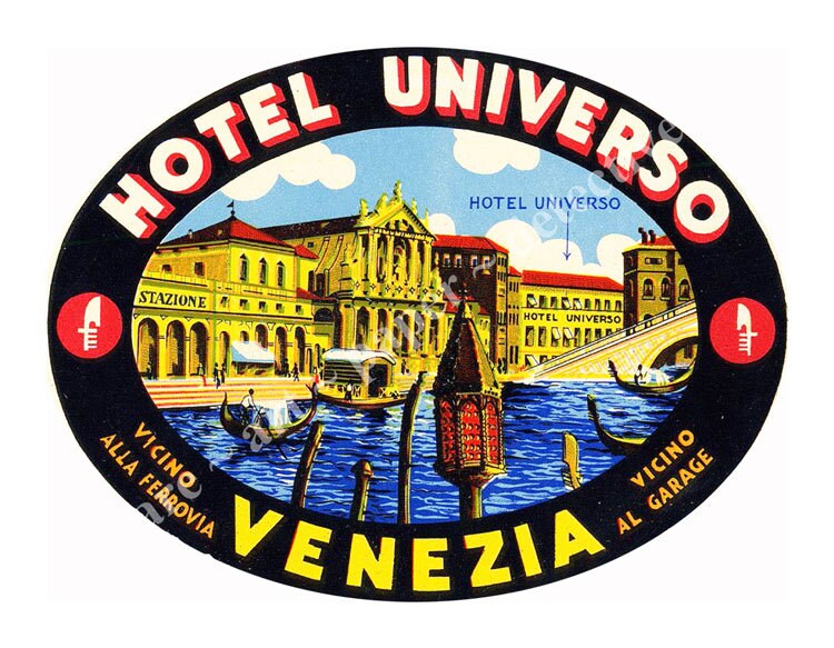 Paper & Party Supplies Paper Stickers Hotel Luggage Label Venice Italy ...
