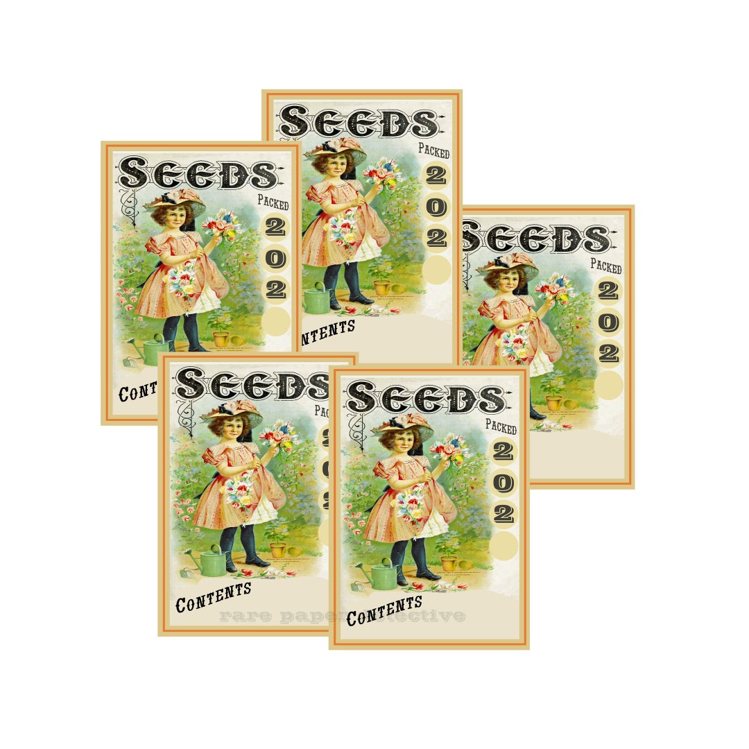 Seed Packet Stickers for Making Vintage Style Garden Seed Packs, 5-PACK ...