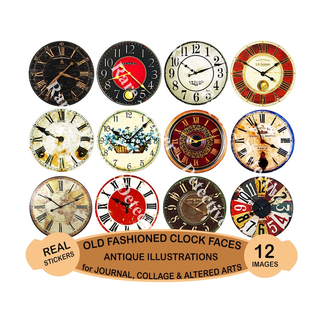 Clock Face Stickers: Antique Steampunk Style, Collage & Crafting, 223 ...