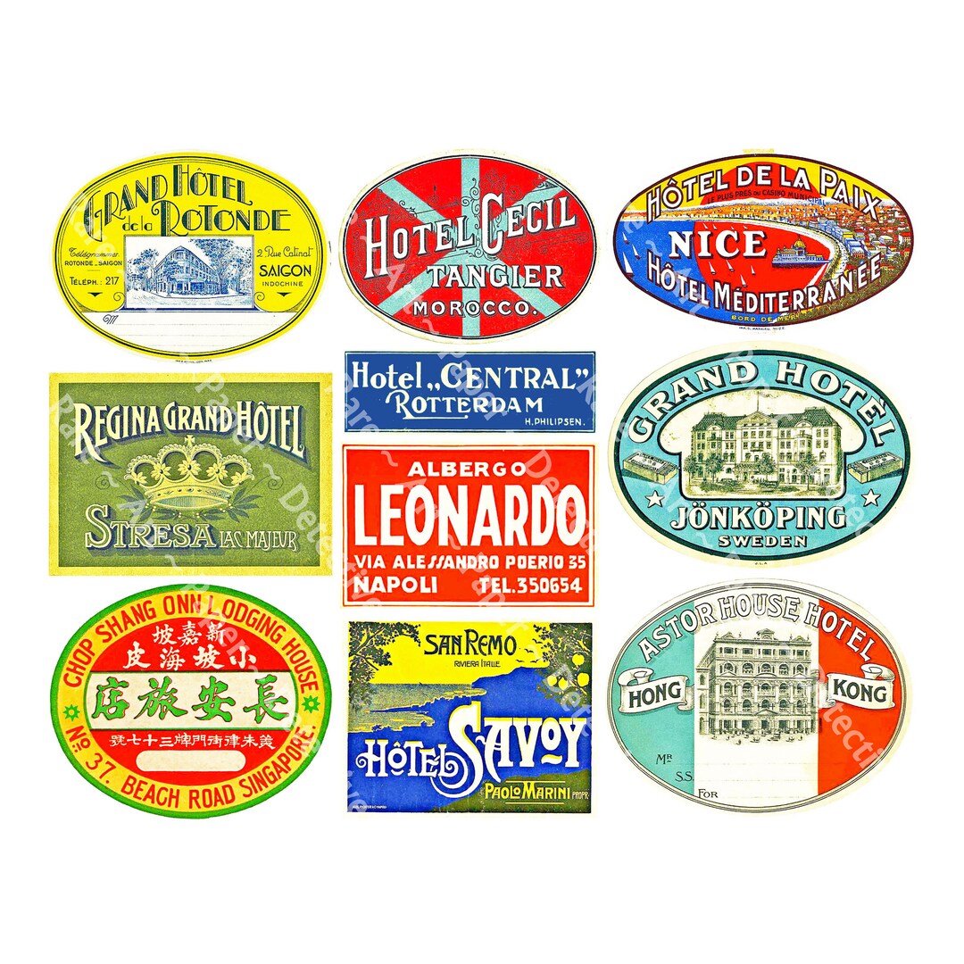 Hotel Luggage Stickers, Decal Sheet, Luggage Labels, Travel Trunk ...