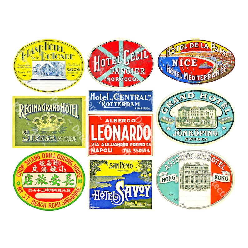 Hotel Luggage Stickers Decal Sheet Luggage Labels Travel - Etsy