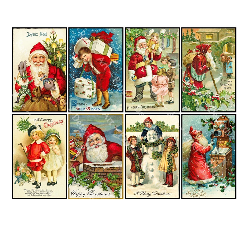 Christmas Sticker Sheet Victorian Santa Claus Postcard - Etsy