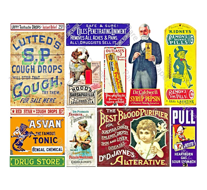 Drug Store, Pharmacy & Druggist Label Art Paper Stickers, Apothecary ...