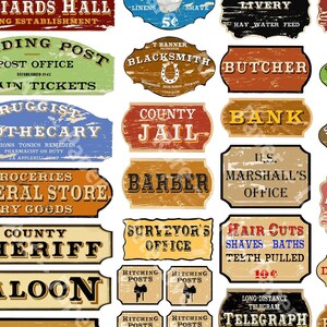 Old West Frontier Town Sign Stickers, Diorama, Model Railroad ...