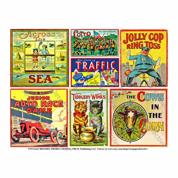 Vintage Board Game Box Art Printed Sheet Gift Making - Etsy