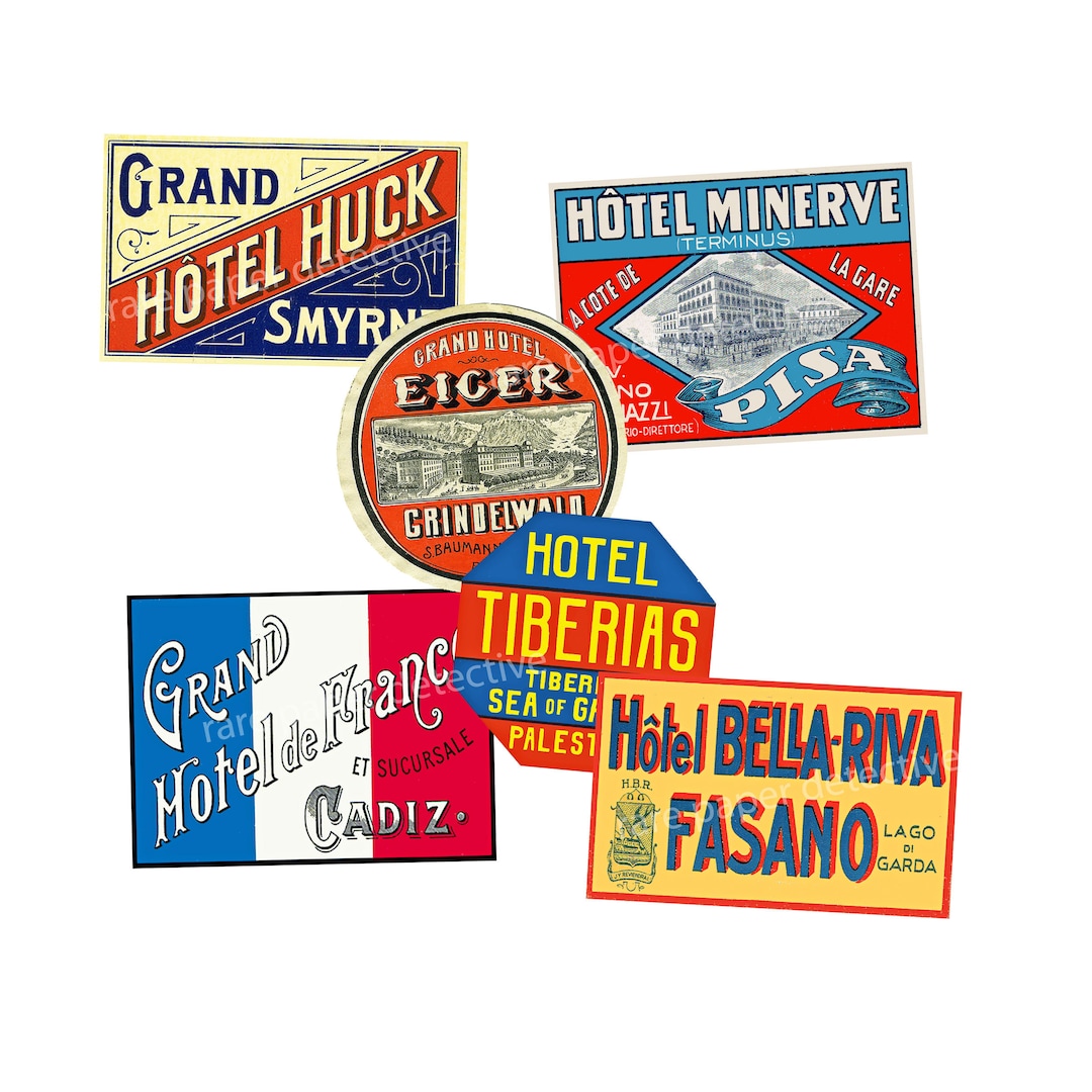 Travel Stickers, Luggage Labels From the Golden Age of Travel, 6 Large ...