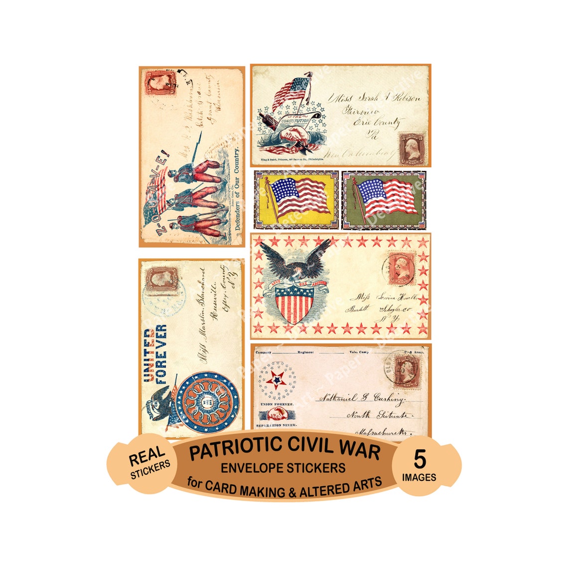 Patriotic Envelope Stickers Antique Civil War Historical - Etsy